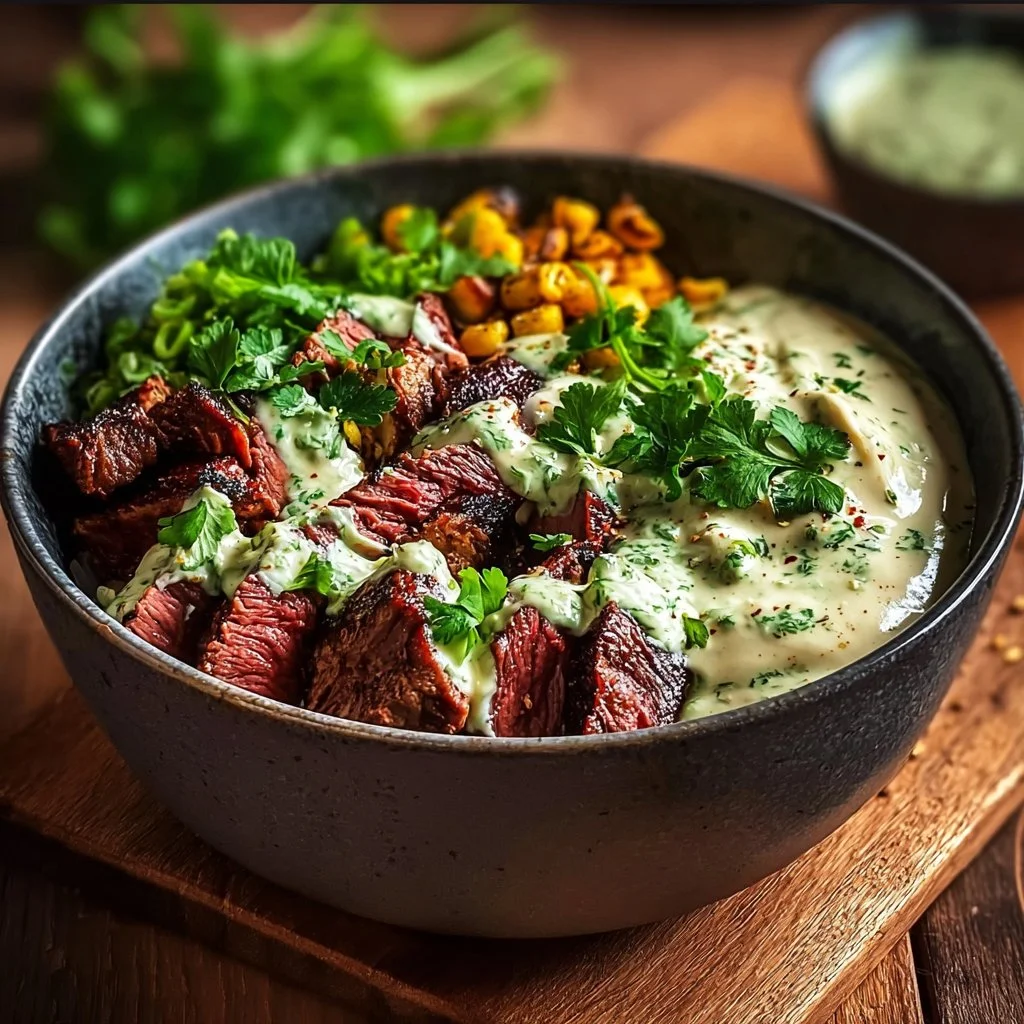 Protein-Packed Bowl with Zesty Cilantro Cream Sauce